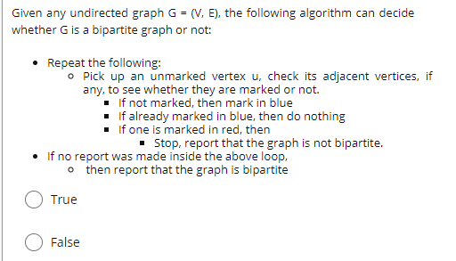 Solved Given any undirected graph G = (V. E), the following | Chegg.com