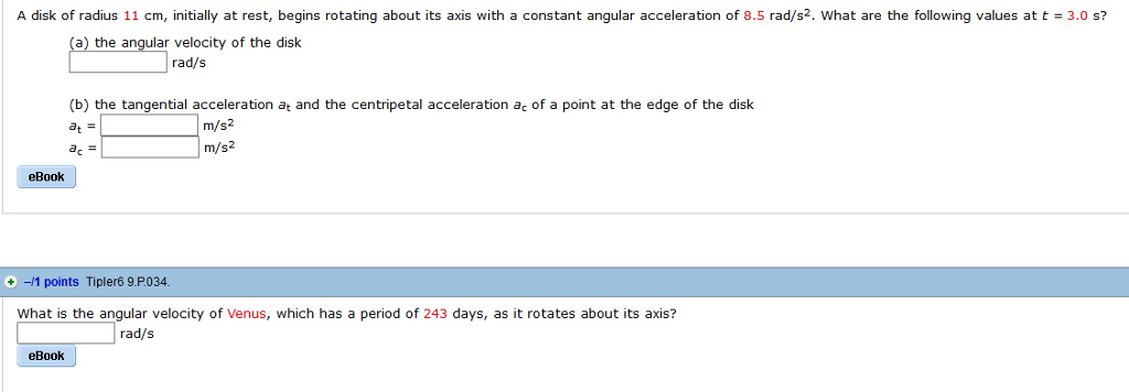 Solved A disk of radius 11 cm, initially at rest, begins | Chegg.com