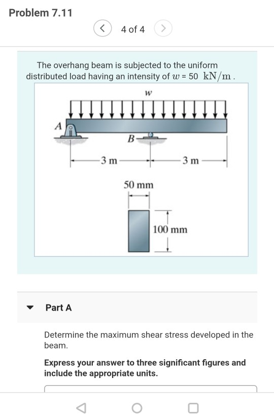 Solved Problem 7.11 4 of 4 The overhang beam is | Chegg.com