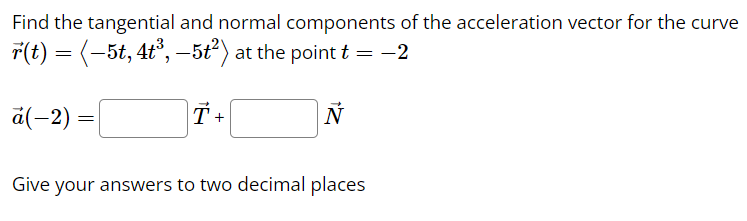 Solved Find the tangential and normal components of the | Chegg.com