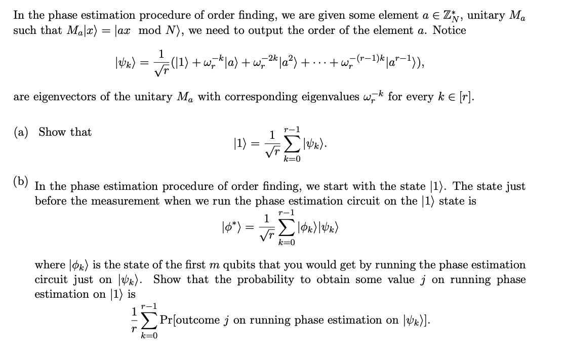In the phase estimation procedure of order finding, | Chegg.com