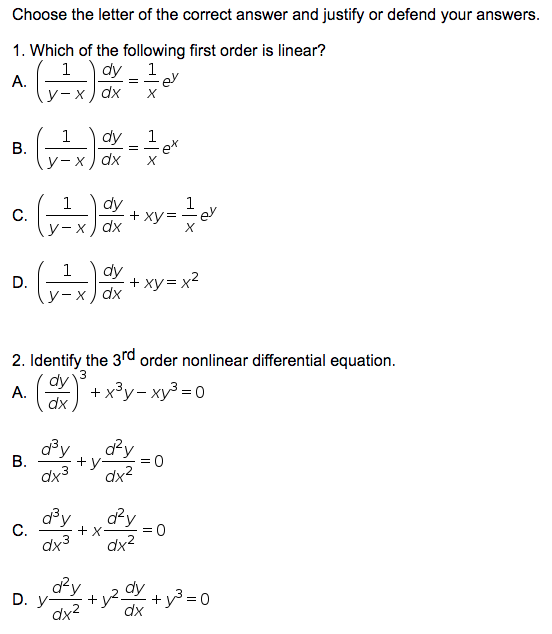 Solved Choose the letter of the correct answer and justify | Chegg.com