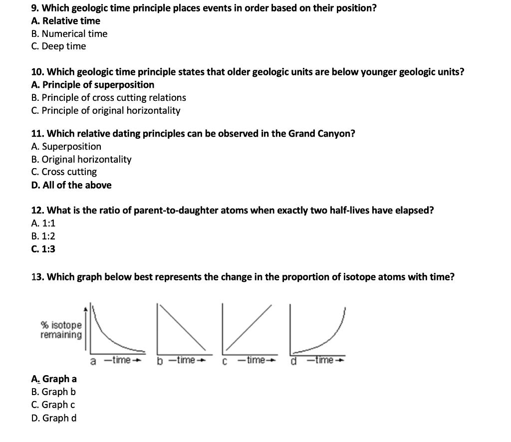 Solved 9. Which geologic time principle places events in | Chegg.com