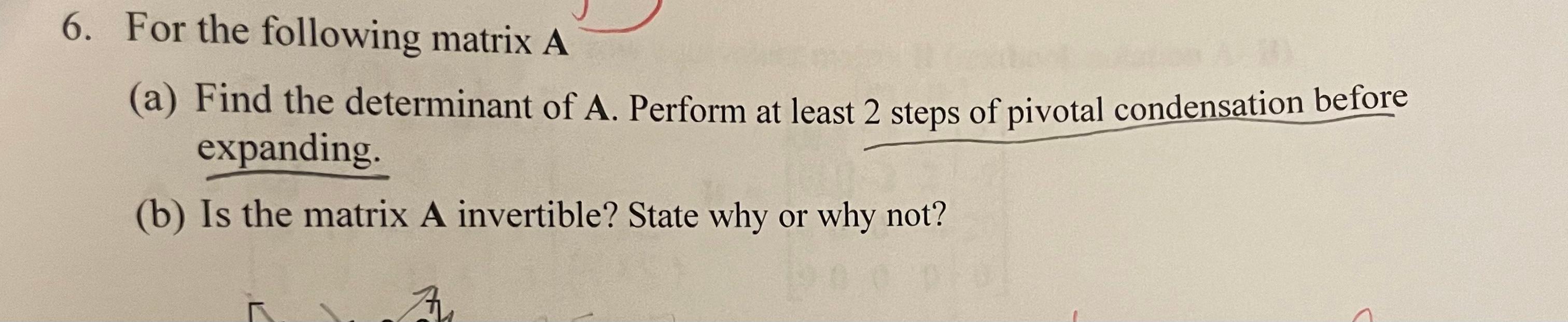 6. For the following matrix A (a) Find the | Chegg.com