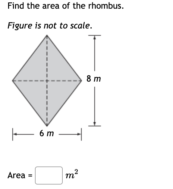 Solved Find the area of the rhombus. Figure is not to scale. | Chegg.com