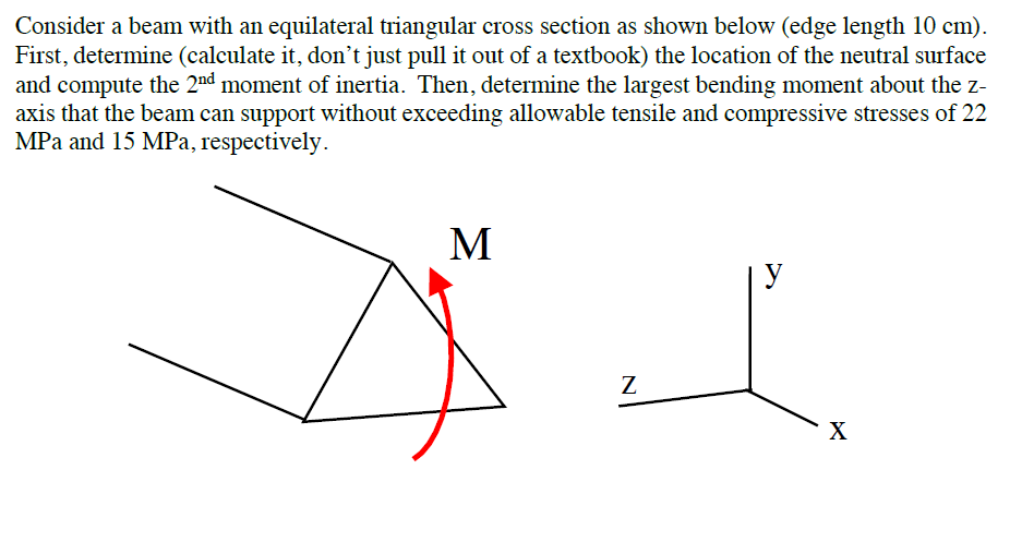 Solved Consider a beam with an equilateral triangular cross | Chegg.com