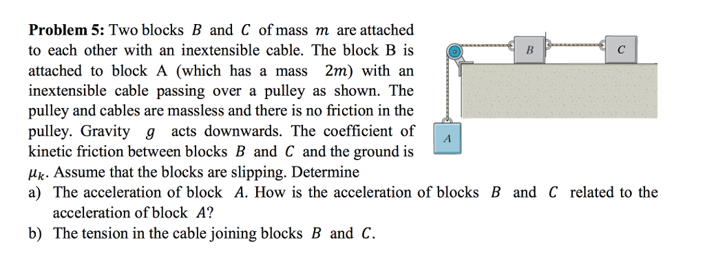 Solved Problem 5: Two blocks B and C of mass m are attached | Chegg.com