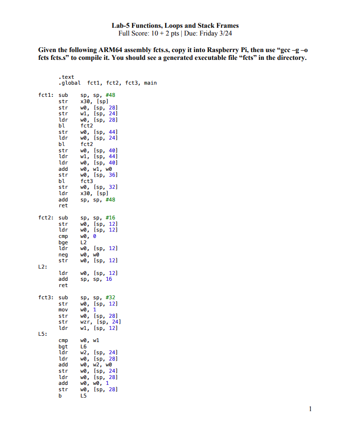 Lab-5 Functions, Loops and Stack Frames Full Score: | Chegg.com