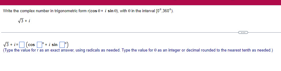 Solved Write the complex number in trigonometric form | Chegg.com