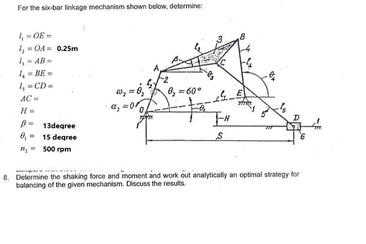 Solved For the six-bar linkage mechanism shown below, | Chegg.com