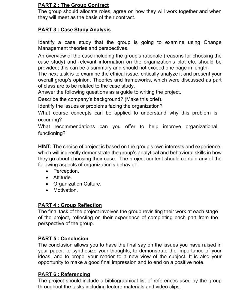 Solved Organizational Behaviour Project HRM 214 Group | Chegg.com