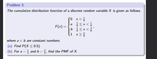 Solved The cumulative distribution function of a discrete | Chegg.com