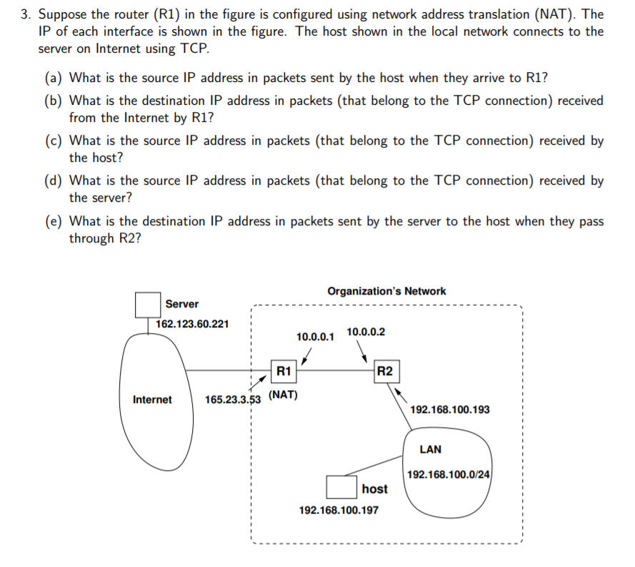 Solved 3. Suppose the router (R1) in the figure is | Chegg.com