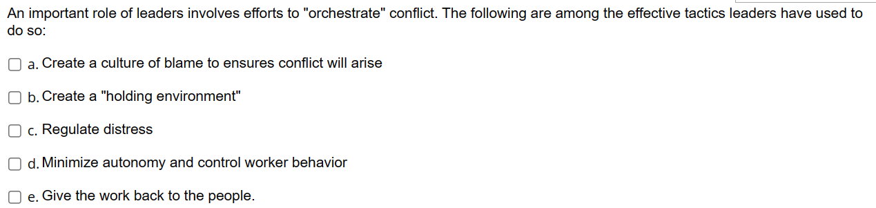 An important role of leaders involves efforts to | Chegg.com