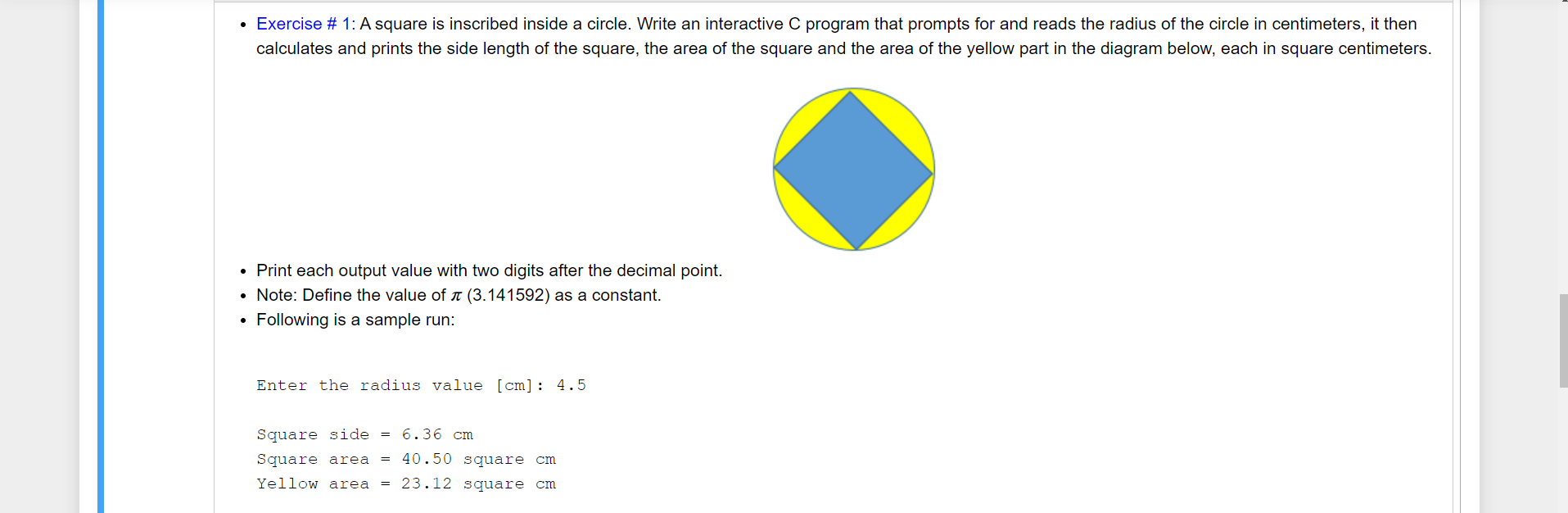 Solved A square is inscribed inside a circle. Write | Chegg.com