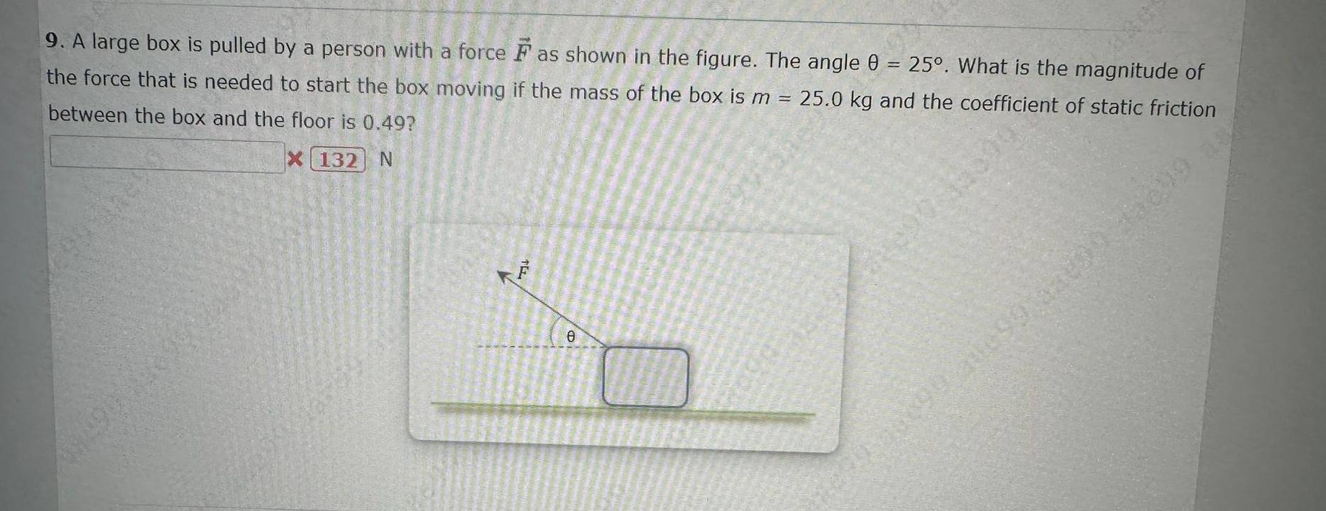 Solved A large box is pulled by a person with a force vec(F) | Chegg.com