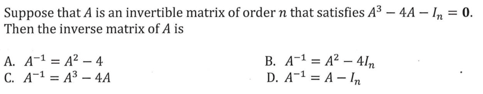 Solved Suppose that A is an invertible matrix of order n | Chegg.com