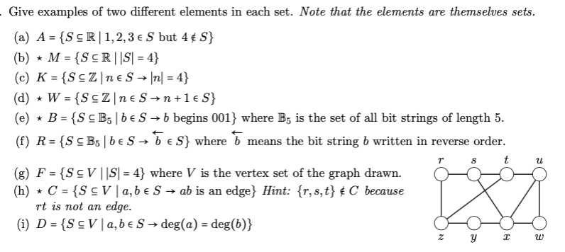 Solved Give examples of two different elements in each set. | Chegg.com