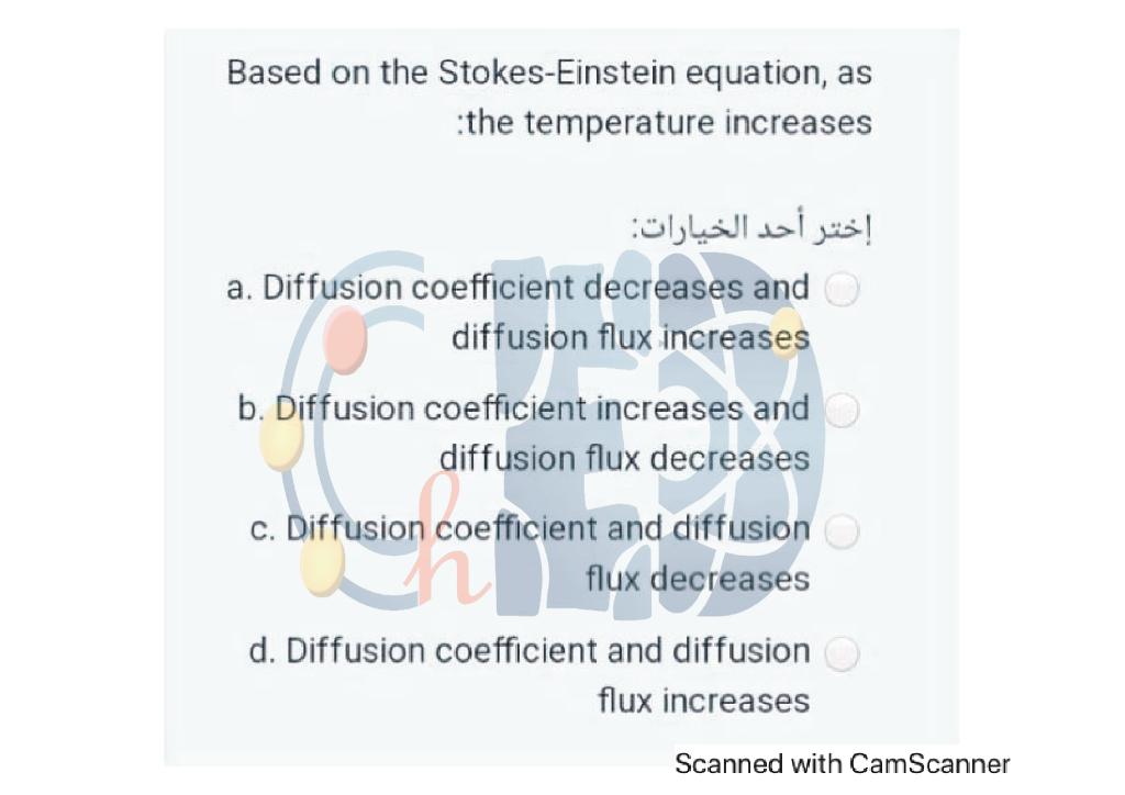Solved Based on the Stokes-Einstein equation, as the | Chegg.com