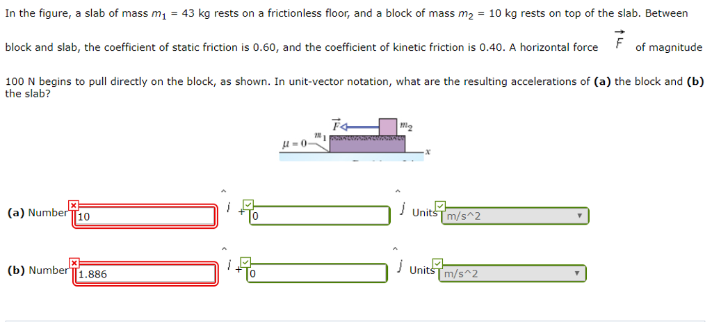 Solved In the figure, a slab of mass m1-43 kg rests on a | Chegg.com