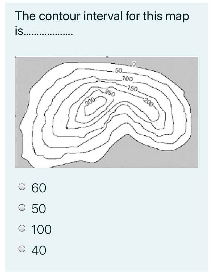 Solved The contour interval for this map is............ 50 | Chegg.com