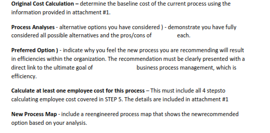 Solved Original Cost Calculation - determine the baseline | Chegg.com