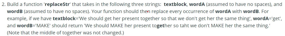 Solved 2. Build a function 'replaceStr' that takes in the | Chegg.com