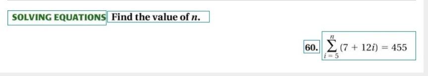 Solved SOLVING EQUATIONS Find the value of n. n 60. X 17+ | Chegg.com
