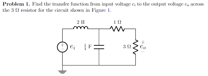 Solved Problem 1. Find the transfer function from input | Chegg.com