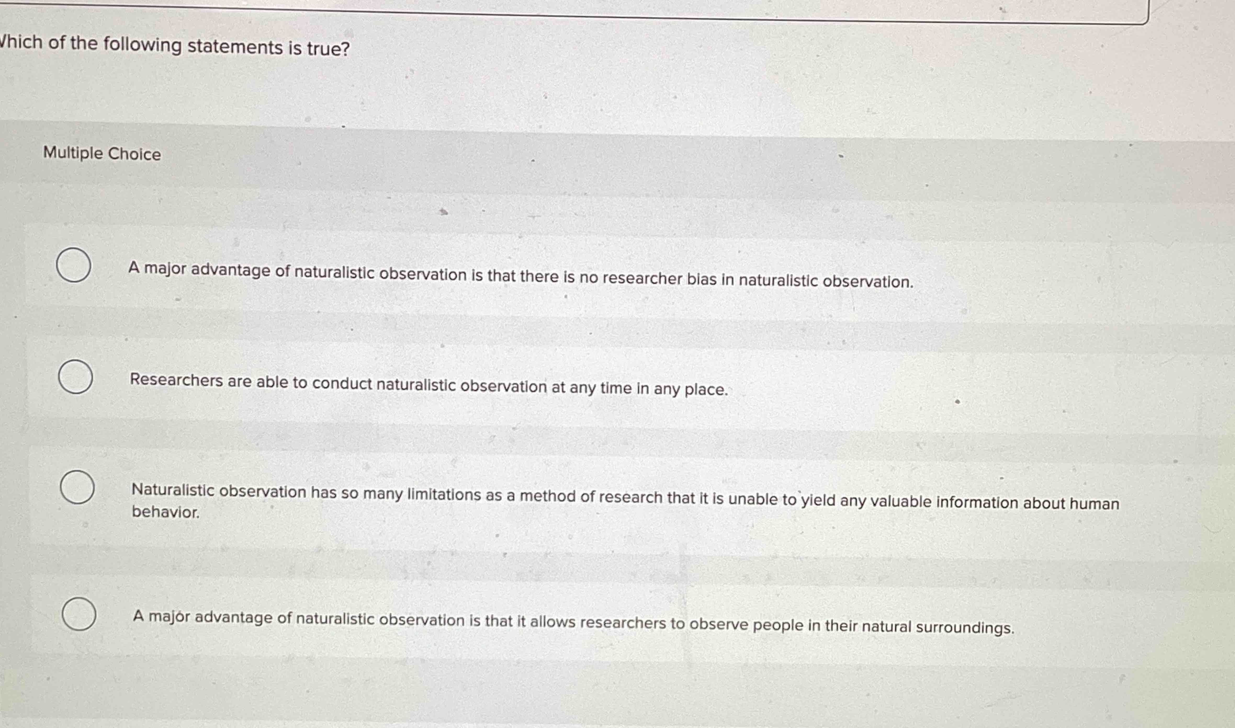 Solved Vhich of the following statements is true?Multiple | Chegg.com