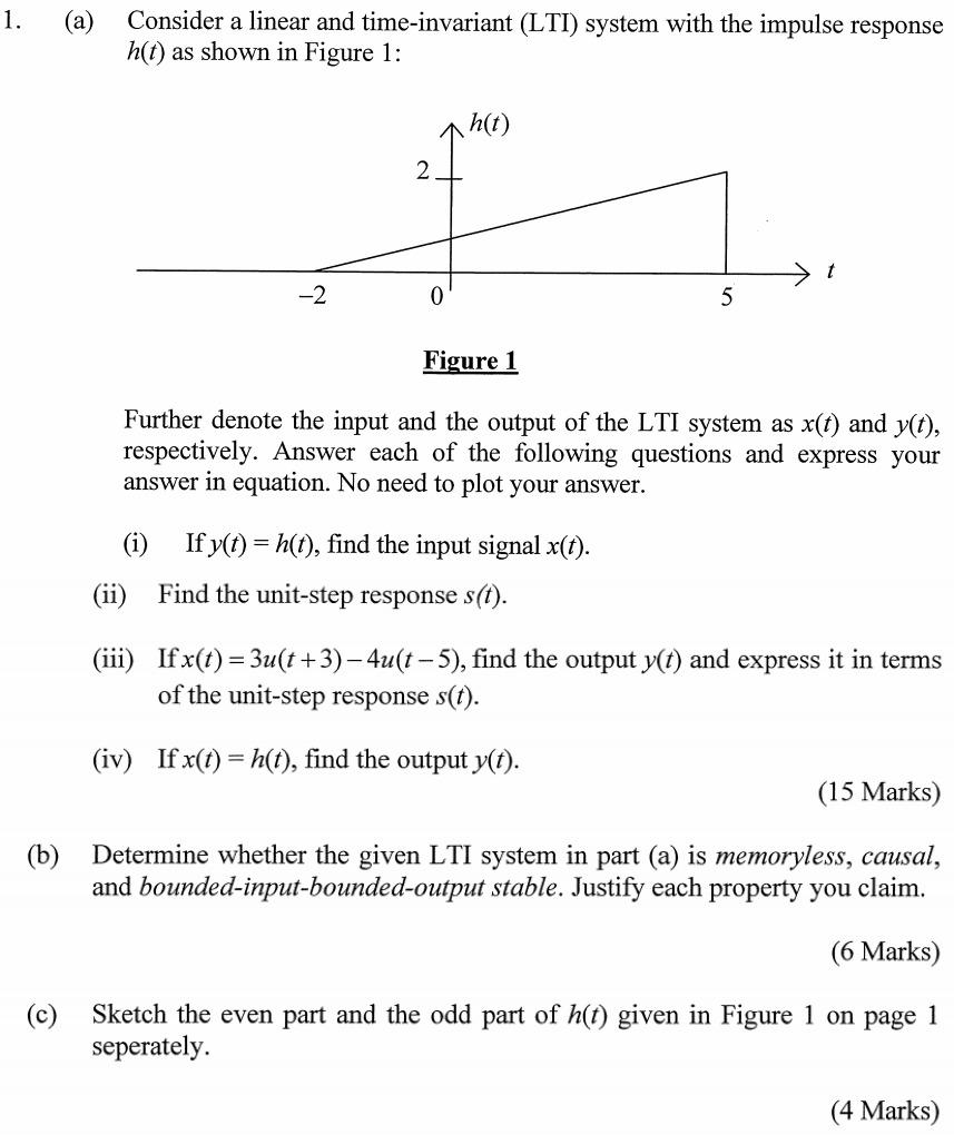 Solved 1. (a) Consider a linear and time-invariant (LTI) | Chegg.com