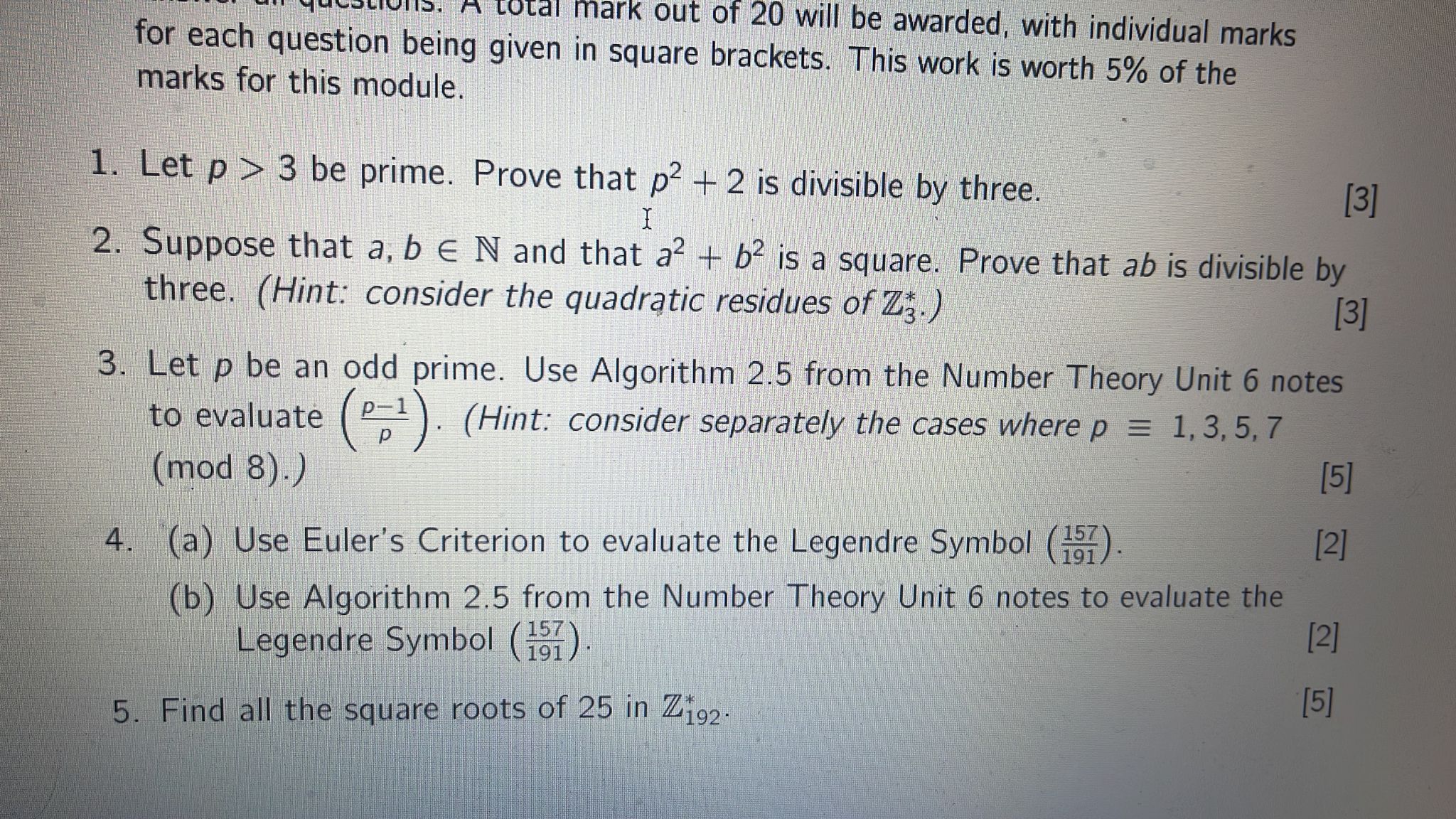 Solved out of 20 will be awarded, with individual marks for | Chegg.com