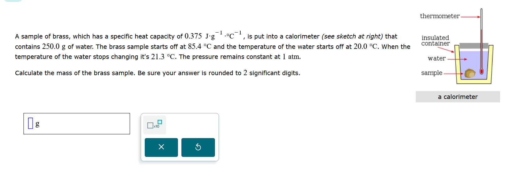 Solved A sample of ﻿brass, which has a specific heat | Chegg.com