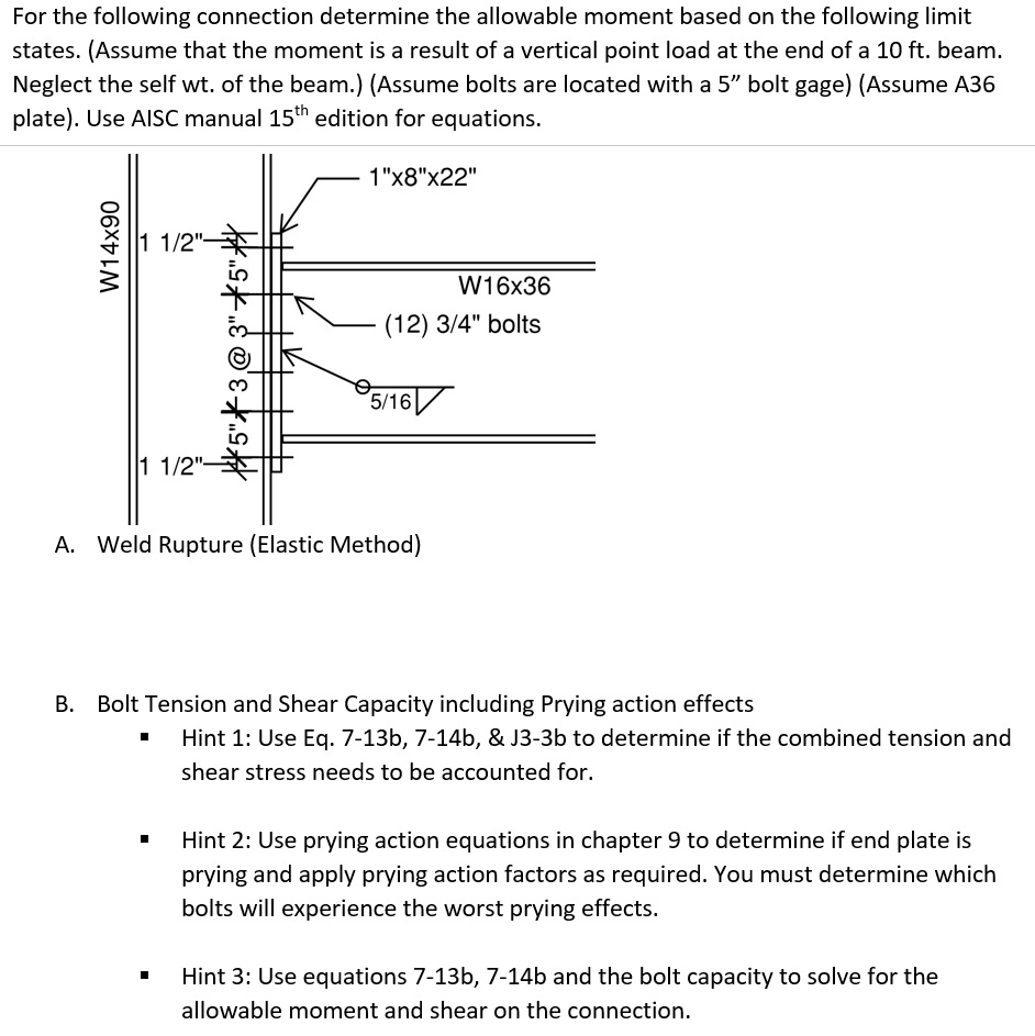 Solved For the following connection determine the allowable | Chegg.com