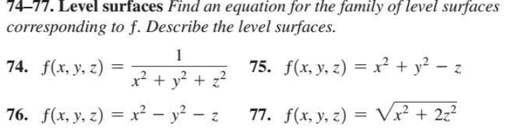 [Solved]: Number 74. help please. 74-77. Level surfaces F