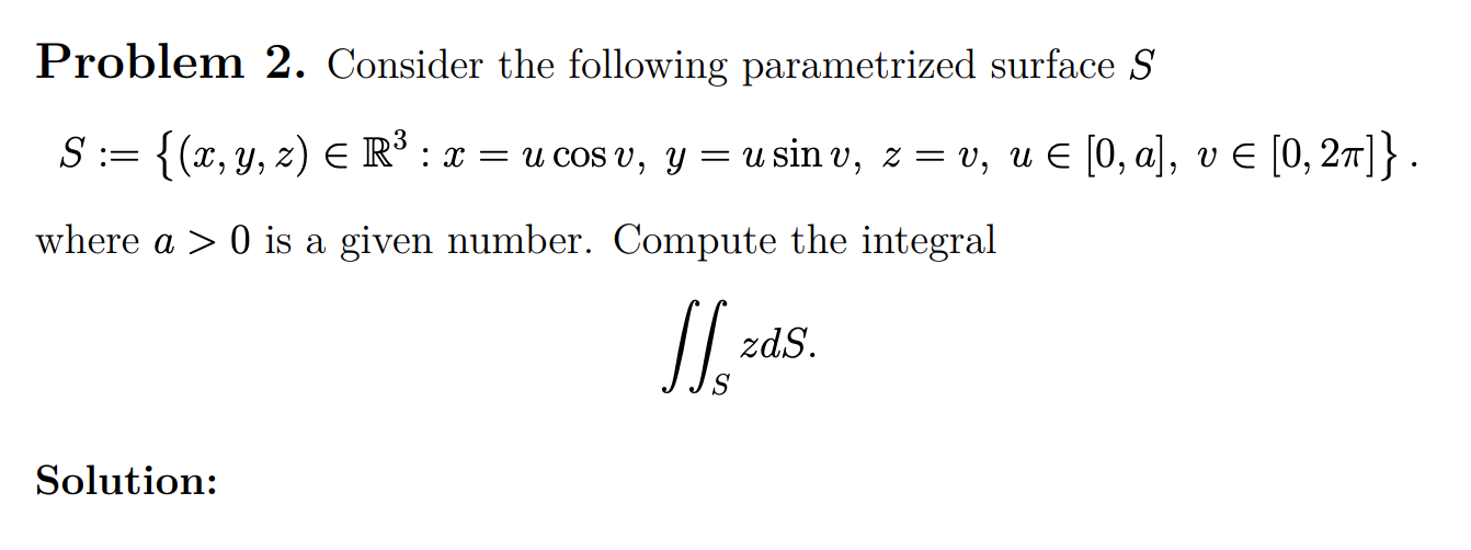 Solved Problem 2. Consider the following parametrized | Chegg.com