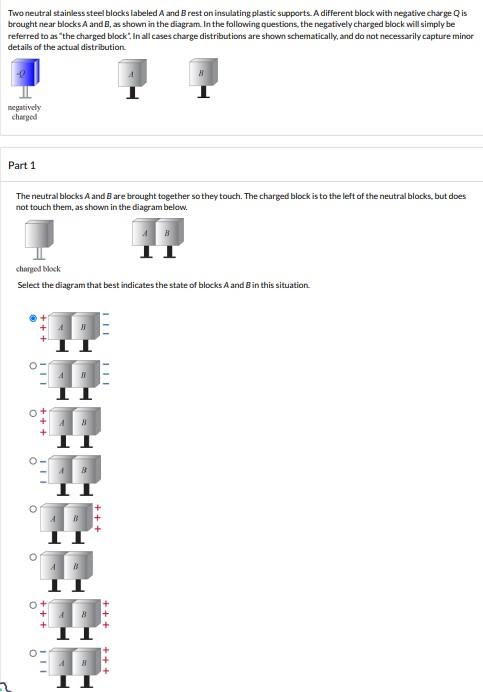 Solved Two neutral stainless steel blocks labeled A and B | Chegg.com