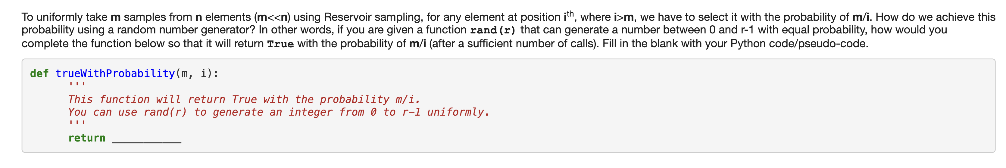 Solved > To uniformly take m samples from n elements (m