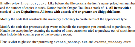 Solved Briefly review inventory - txt. Like before, the file | Chegg.com