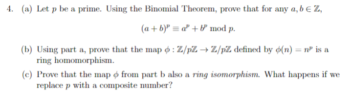 Solved 4. (a) Let p be a prime. Using the Binomial Theorem, | Chegg.com