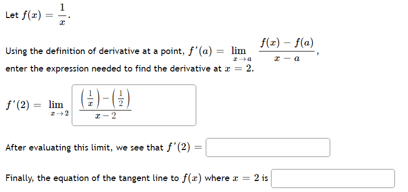 Solved 1 Let f(x) = 2 f(x) – f(a) - = Using the definition | Chegg.com