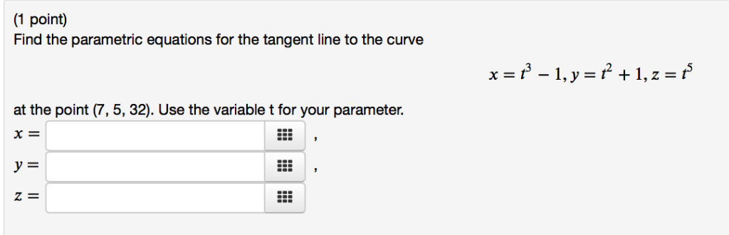 Solved (1 point) Find parametric equations for line that is | Chegg.com