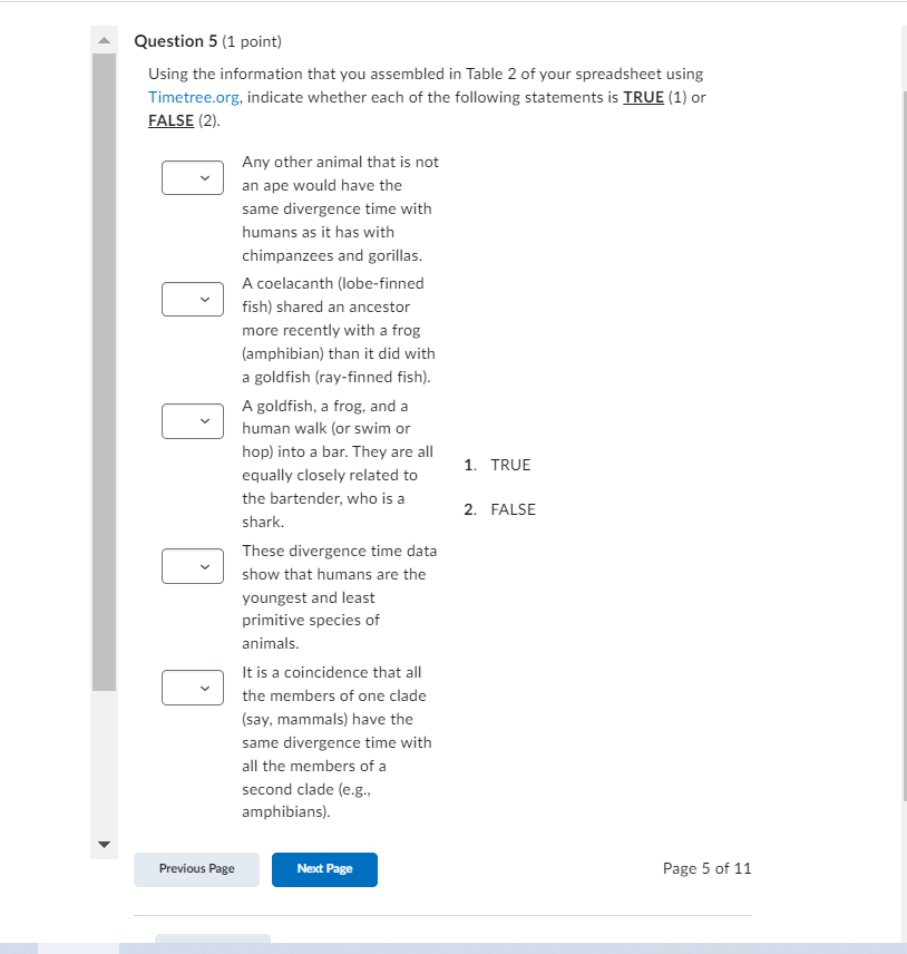 Solved TABLE 1 Question 5 (1 point) Using the information | Chegg.com