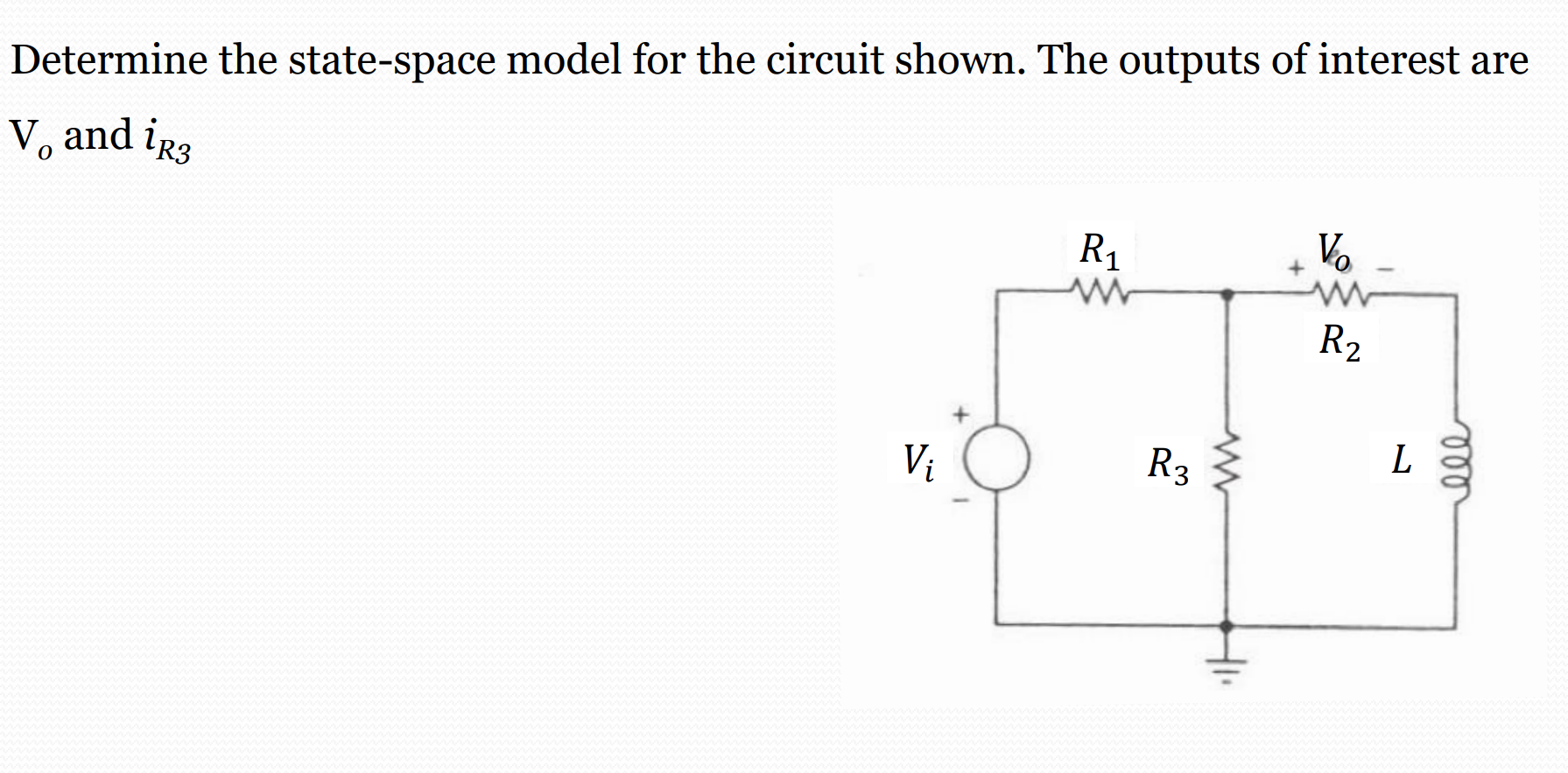 Solved Determine the state-space model for the circuit | Chegg.com