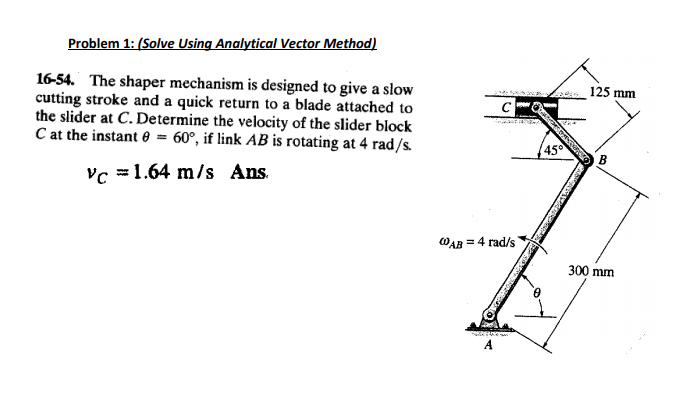 Solved Problem 1 Solve Using Analytical Vector Method 125 8574