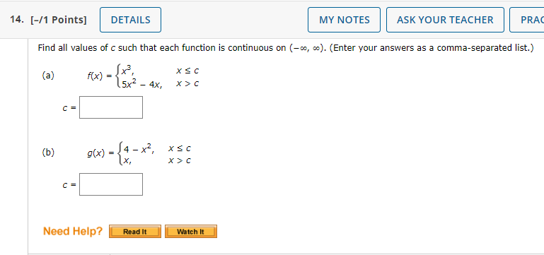 Solved Find all values of c such that each function is | Chegg.com