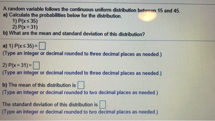 Solved A random variable follows the continuous uniform | Chegg.com