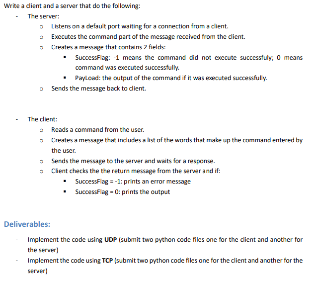 Write a client and a server that do the following: - | Chegg.com