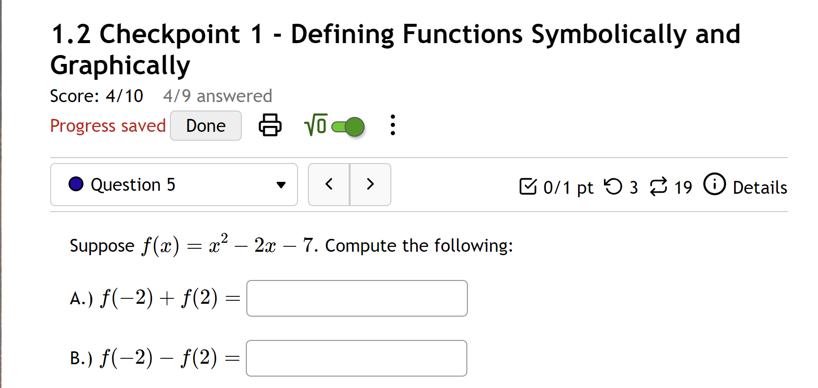 Solved Suppose f(x)=x2-2x-7. ﻿Compute the | Chegg.com