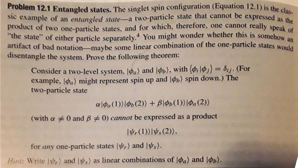 Solved be expressed as the Problem 12.1 Entangled states. | Chegg.com